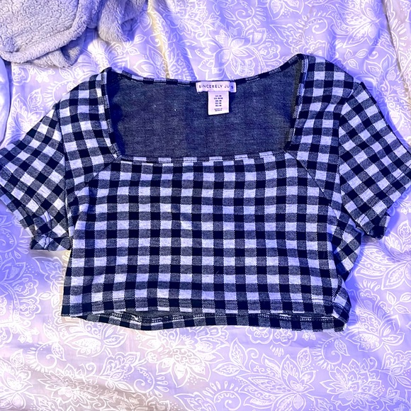 Sincerly Jules | Tops | Black And White Checkered Crop Top | Poshmark